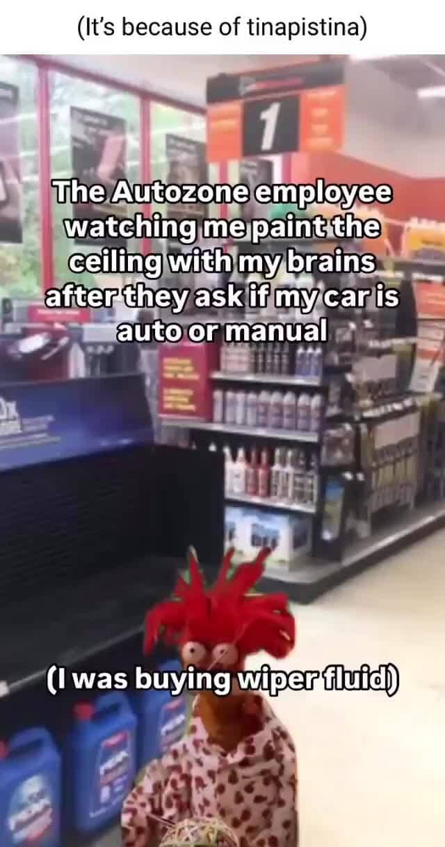 (It's because of tinapistina) The Autozone employee watching me paint ...