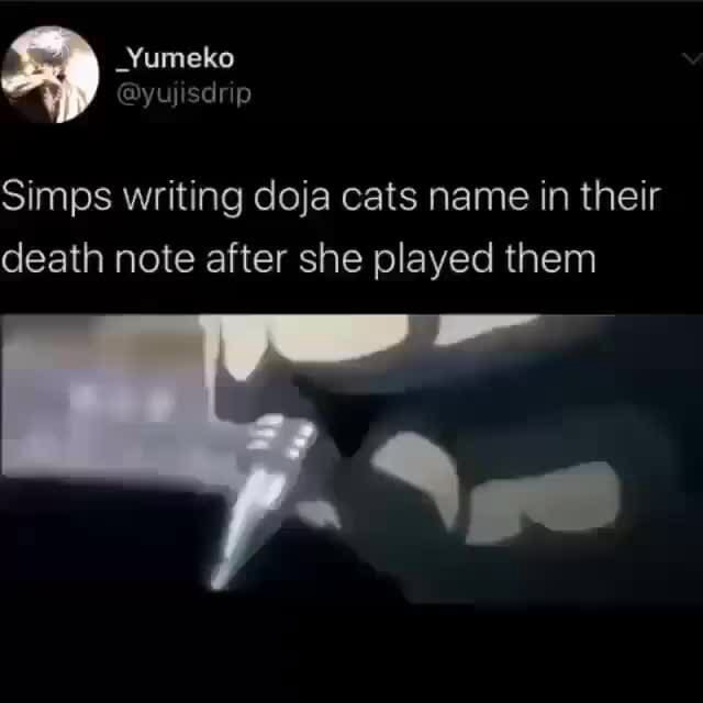 Simps writing doja cats name in their death note after she played them ...
