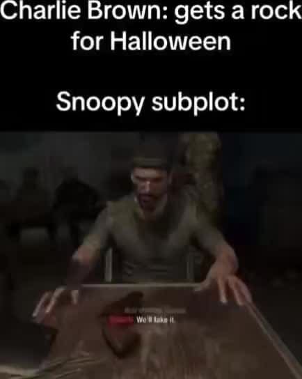 Charlie Brown: gets a rock for Halloween Snoopy subplot: - iFunny