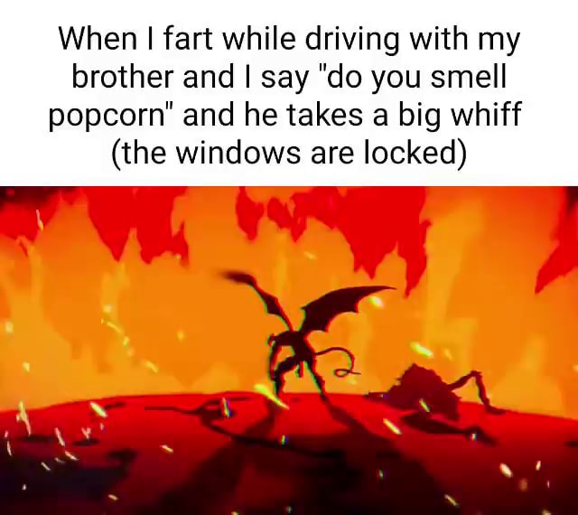 When I fart while driving with my brother and I say "do you smell ...