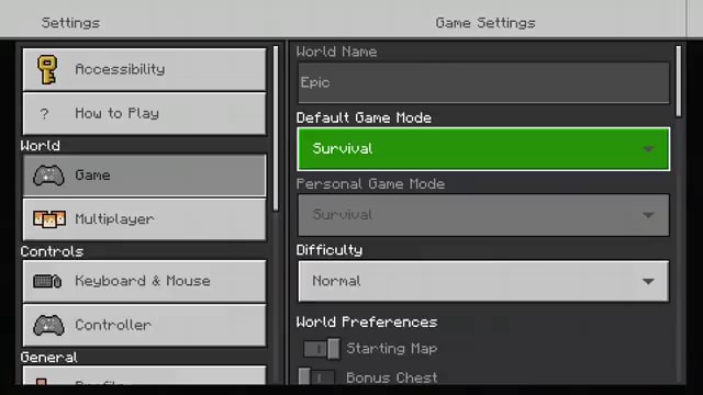 Controls Controller General Cane Settings Horld Hare Settings Pley Gane ...