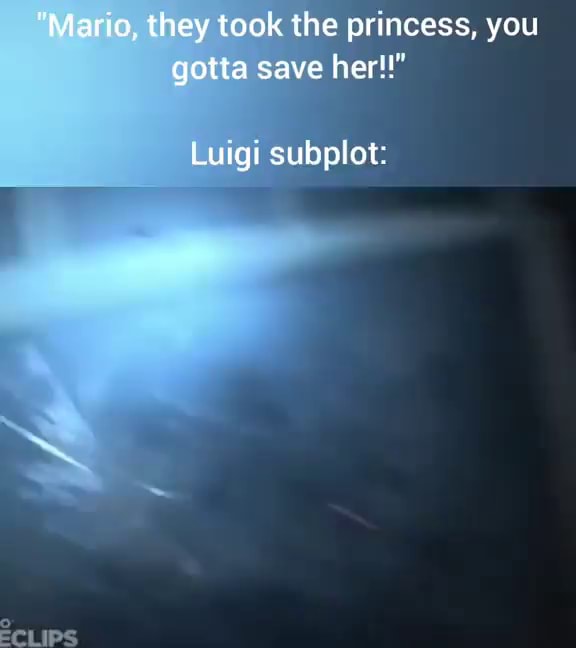 Mario, they took the princess, you gotta save her!!" Luigi subplot ...