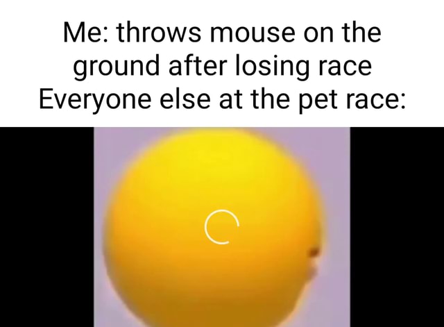 Me: throws mouse on the ground after losing race Everyone else at the ...