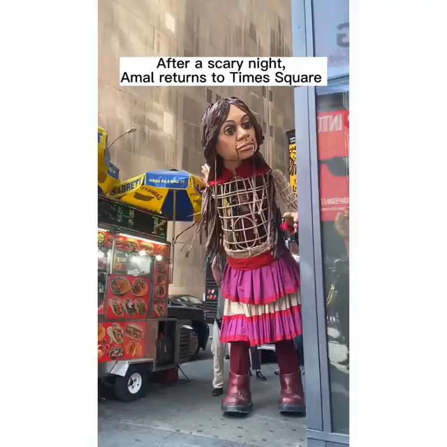 After a scary night, Amal returns to Times Square - iFunny