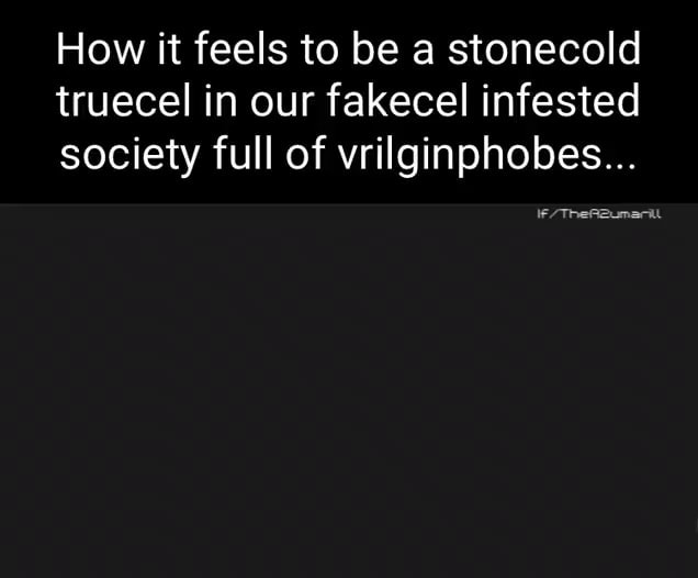 How it feels to be a stonecold truecel in our fakecel infested society ...