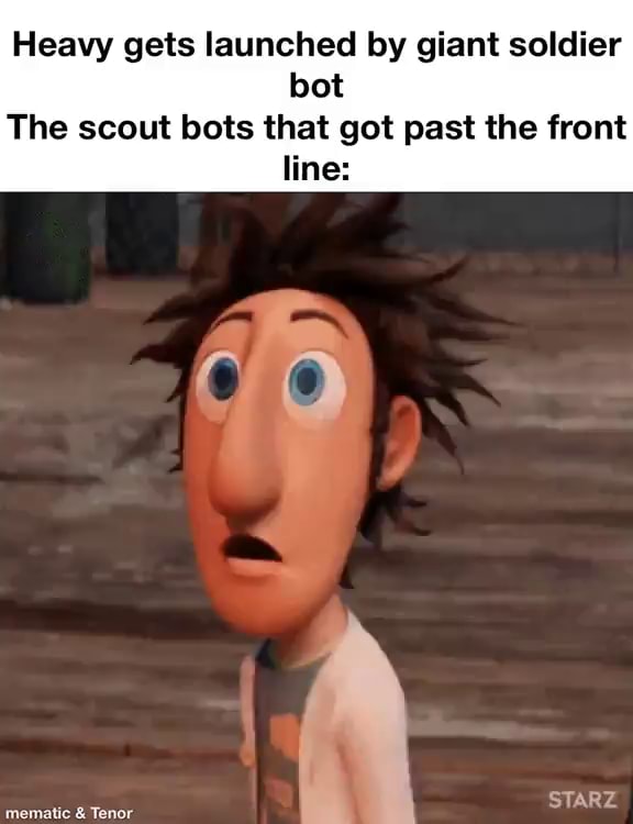 Heavy gets launched by giant soldier bot The scout bots that got past ...
