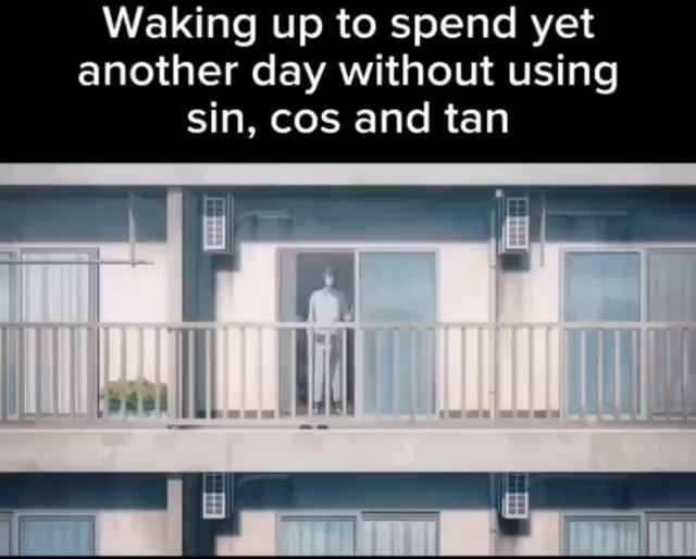 Waking up to spend yet another day without using sin, cos and tan - iFunny