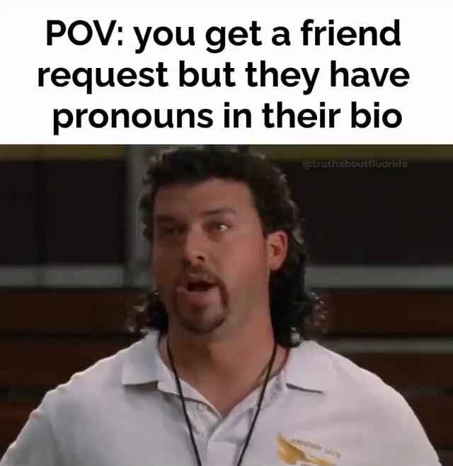 POW: you get a friend request but they have pronouns in their bio - iFunny