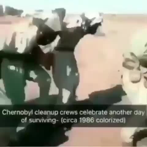Chernobyl cleanup crews celebrate another day of surviving- (circa 1986 ...