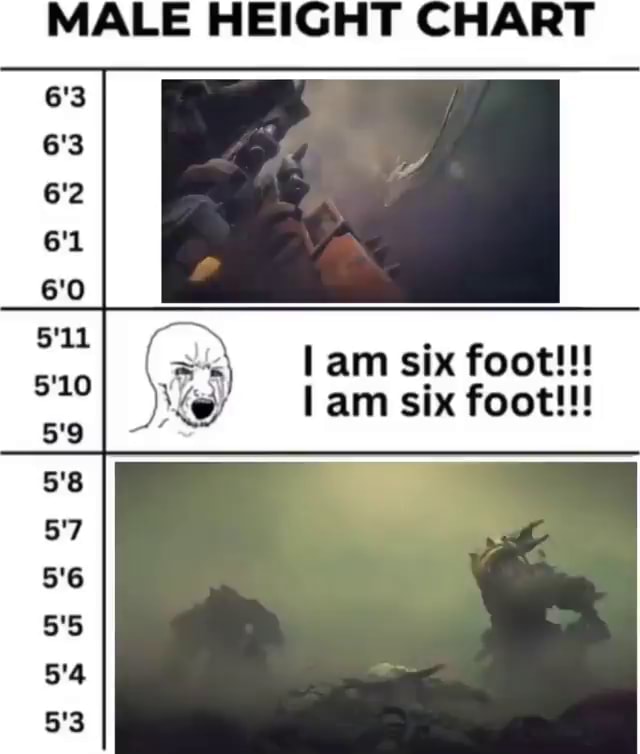 Male Height Chart Bo Lan Six Foot Ifunny