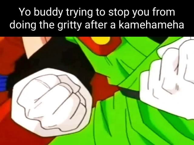 Yo buddy trying to stop you from doing the gritty after a kamehameha ...