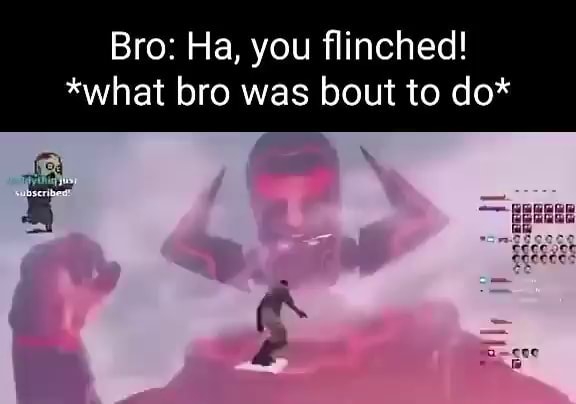 Bro: Ha, you flinched! *what bro was bout to do* - iFunny