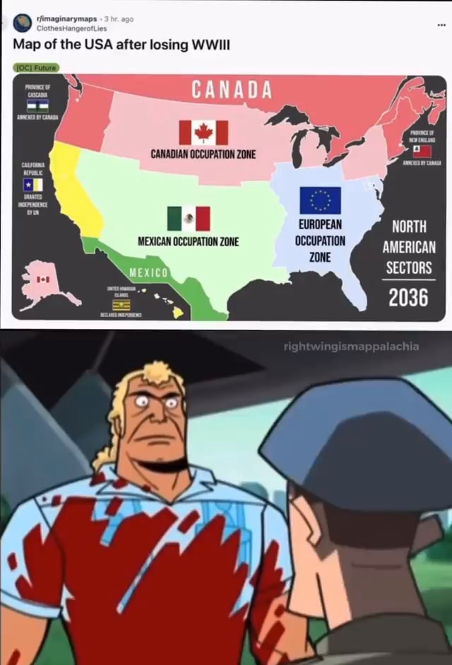 Tlimaginarymaps Map of the USA after losing WWIII ok Fure) OCCUPATION ...