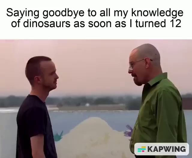 Saying goodbye to all my knowledge of dinosaurs as soon as I turned 12 ...