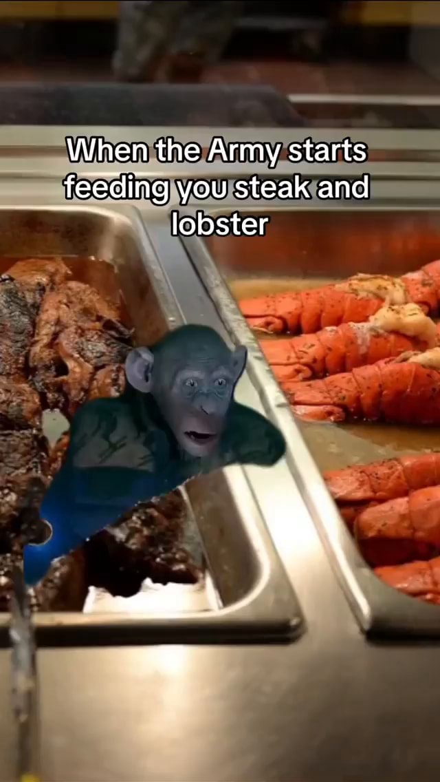 When the Army starts feeding you steak and lobster - iFunny