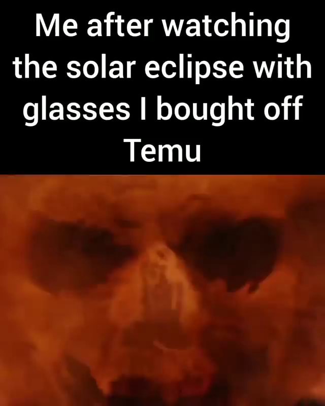 Me after watching the solar eclipse with glasses I bought off Temu - iFunny