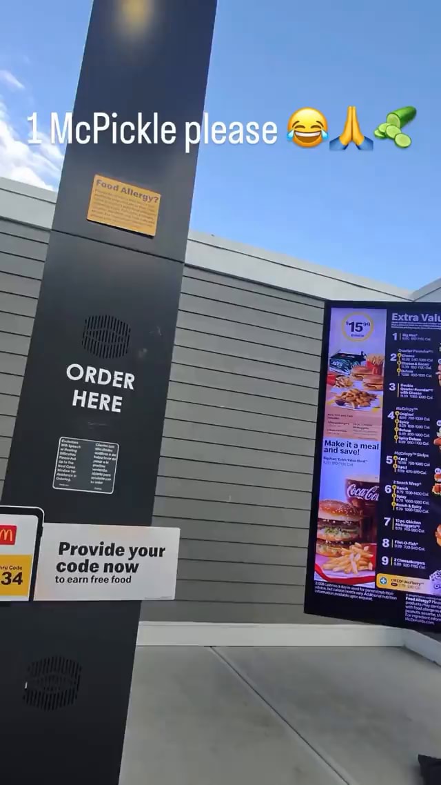 McPickle please Provide your I code now to earn free food - iFunny