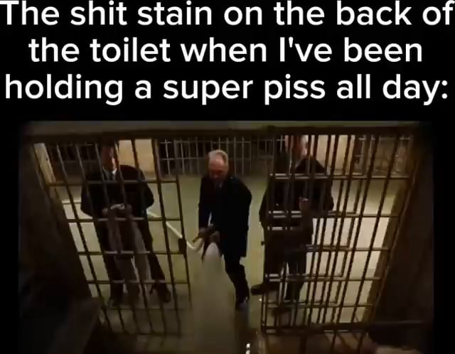 The shit stain on the back of the toilet when I've been holding a super ...