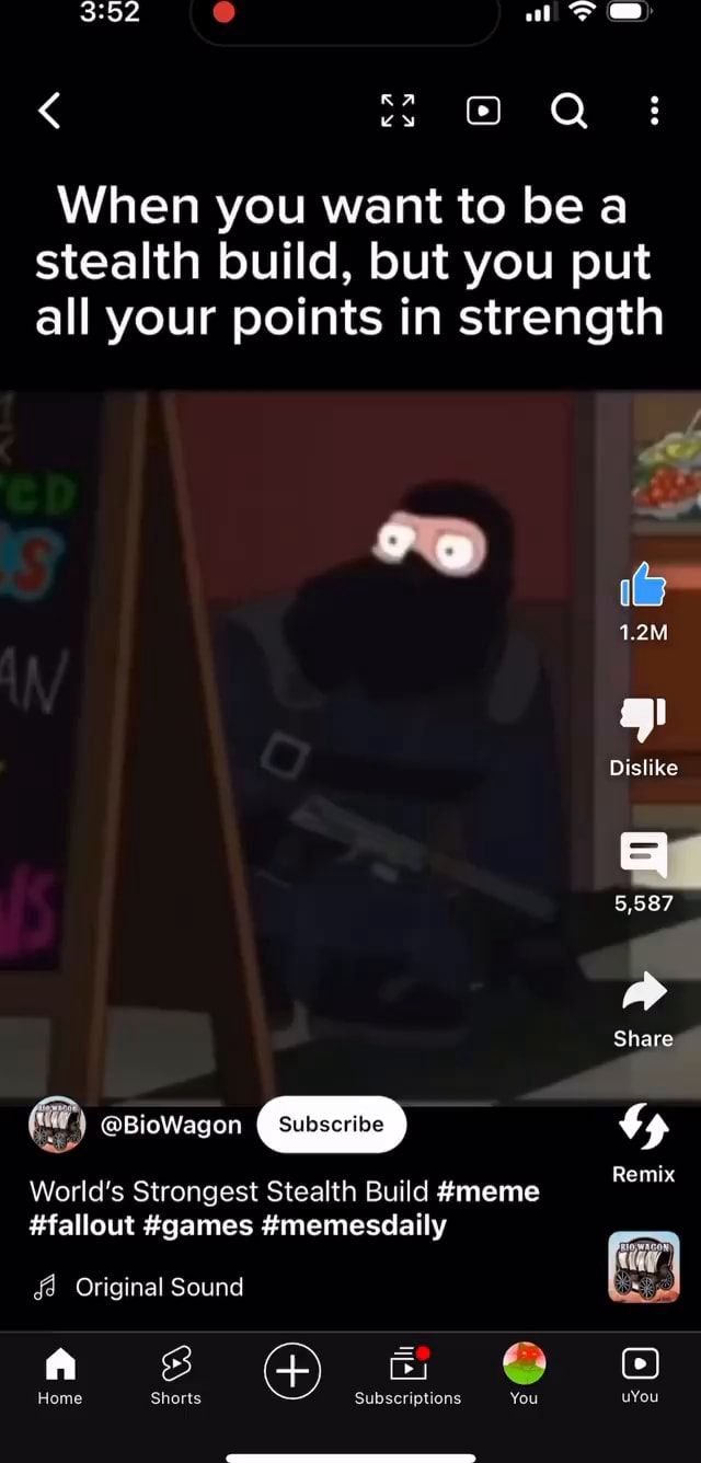 When you want to be a stealth build, but you put all your points in ...