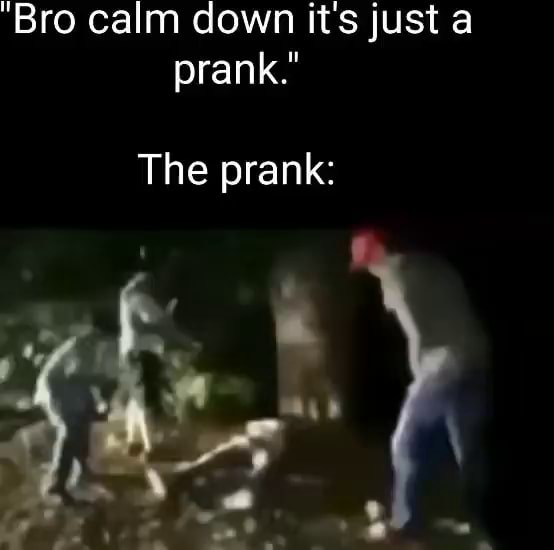 "Bro calm down its just a prank. The prank: - iFunny