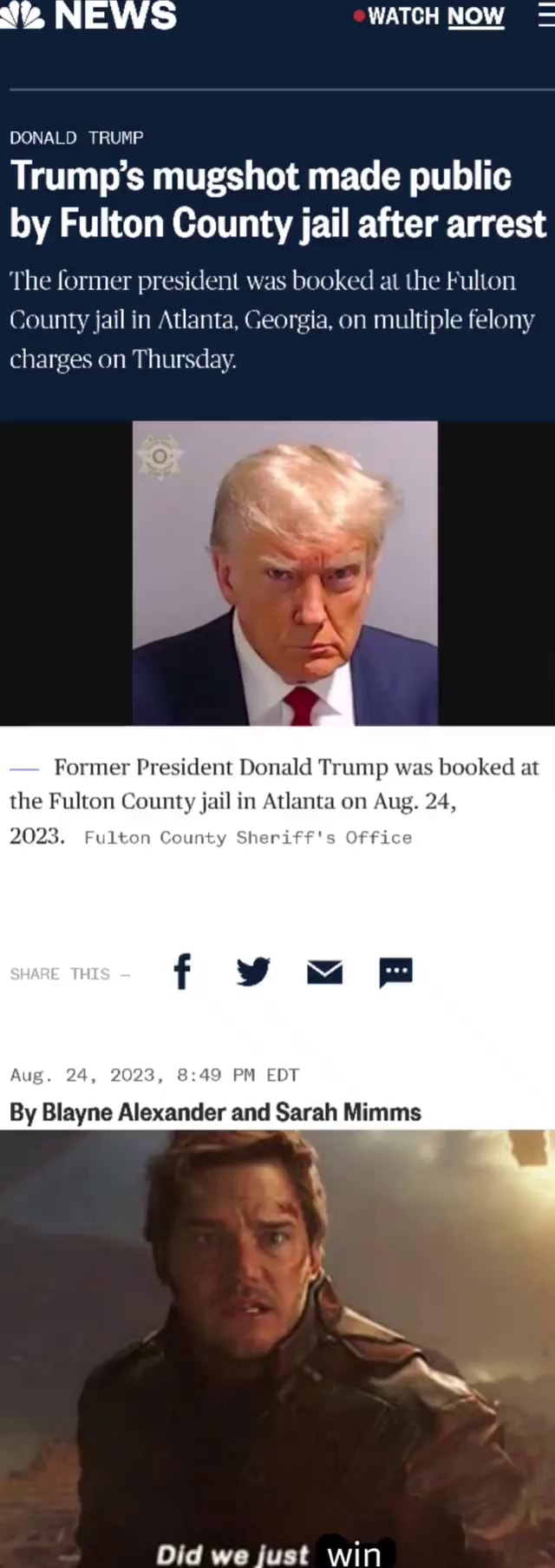 VA NEWS WATCH NOW = DONALD TRUMP Trump's mugshot made public by Fulton ...