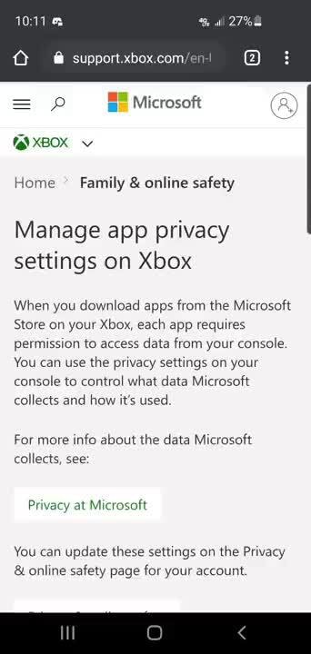 Com en BE Microsoft XBOX Home Family & online safety Manage app privacy ...