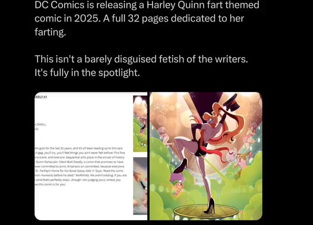 DC Comics is releasing a Harley Quinn fart themed comic in 2025. A full ...