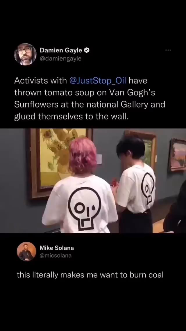 ) Damien Gayle @ @dam engayle Activists with Oil have thrown tomato ...