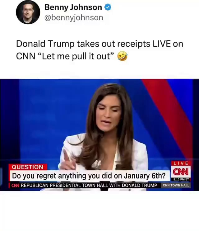 Benny Johnson @bennyjohnson Donald Trump takes out receipts LIVE on CNN ...