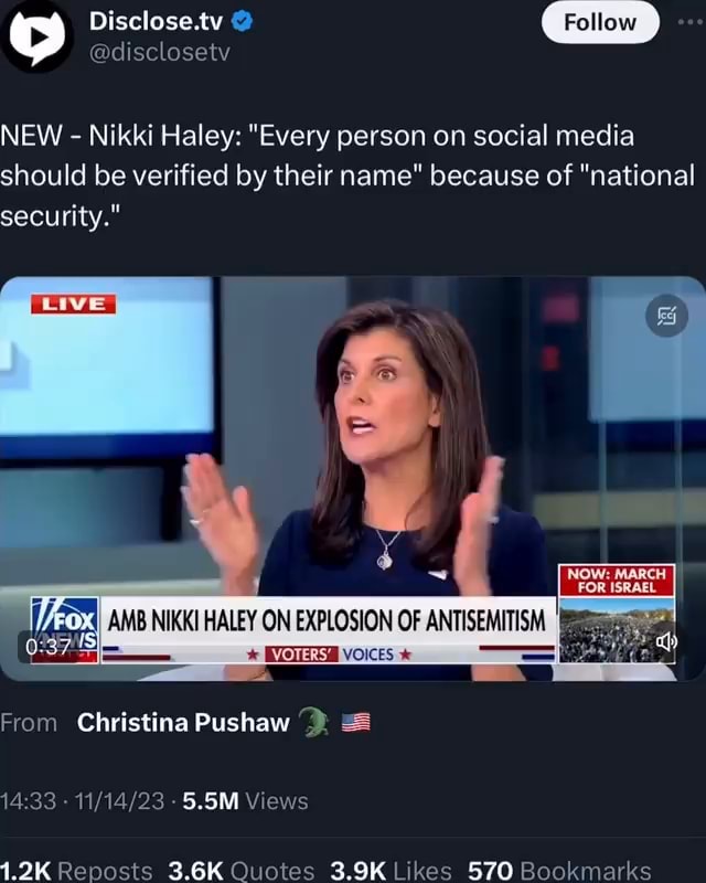 Disclose.tv @ NEW - Nikki Haley: "Every person on social media should ...
