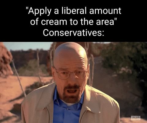 "Apply a liberal amount of cream to the area" Conservatives: - iFunny