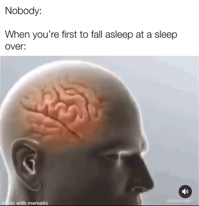 Nobody: When you're first to fall asleep at a sleep over: af - iFunny