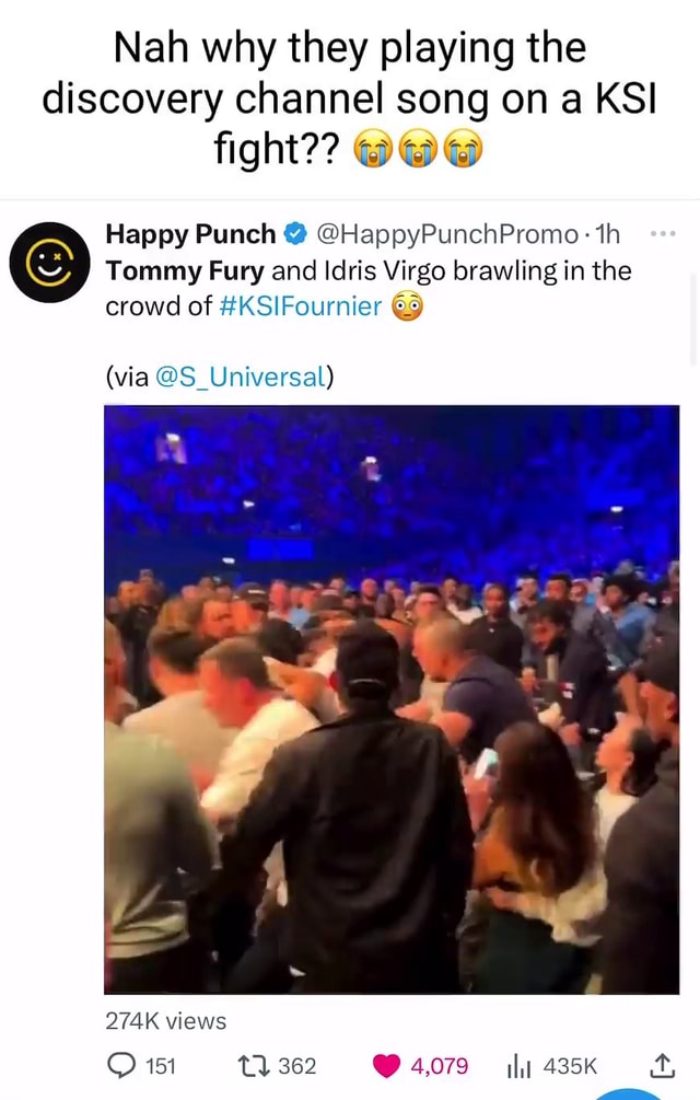 Nah why they playing the discovery channel song on a KSI fight?? Happy ...