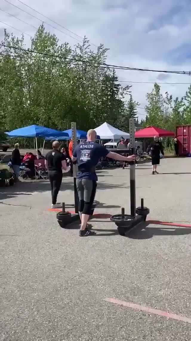 Event 2: Yoke walk. The yoke was 600 lb. I started with a good pace ...