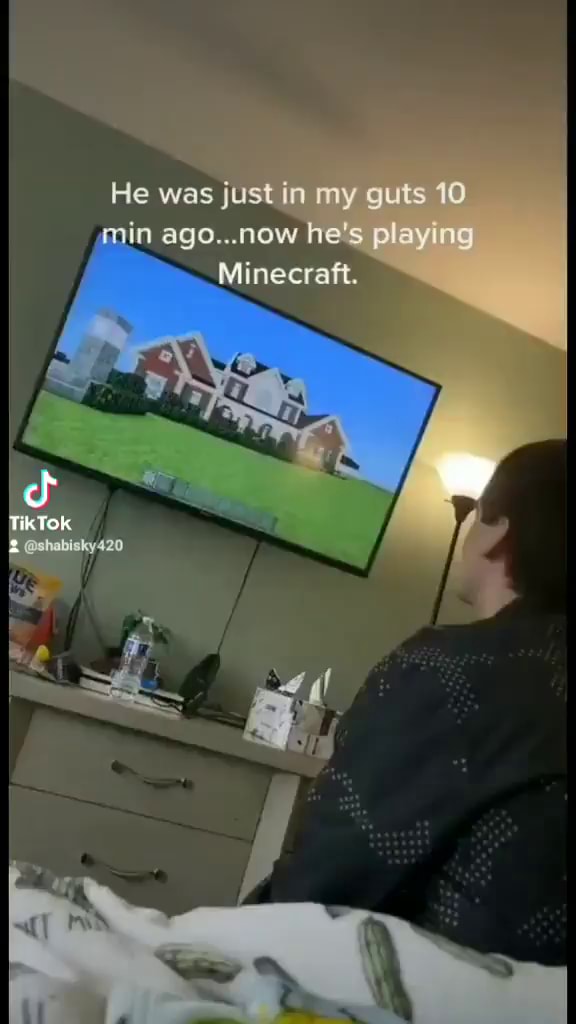 He was just in my guts 10 min ago...new he's playing Minecraft. - iFunny