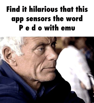 Find it hilarious that this app sensors the word P edo with emu - iFunny