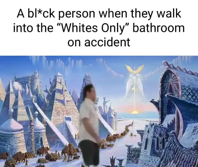 A bl*ck person when they walk into the "Whites Only" bathroom on ...