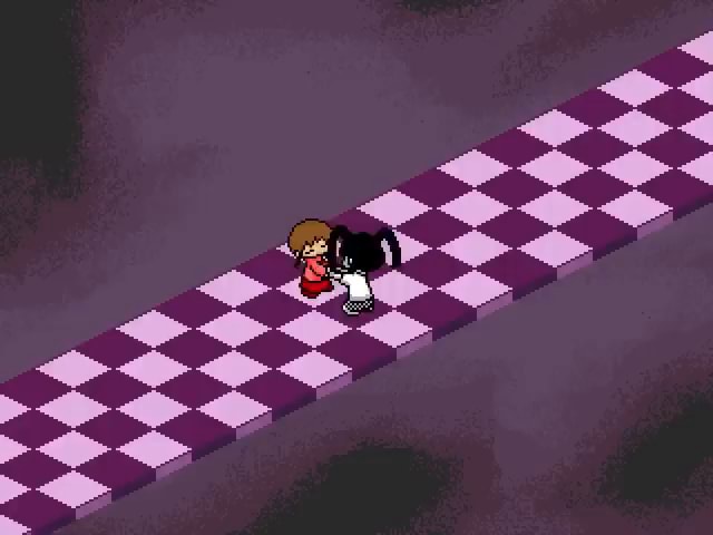 Madotsuki and Monoko dancing in the Checker Tiled World. - iFunny