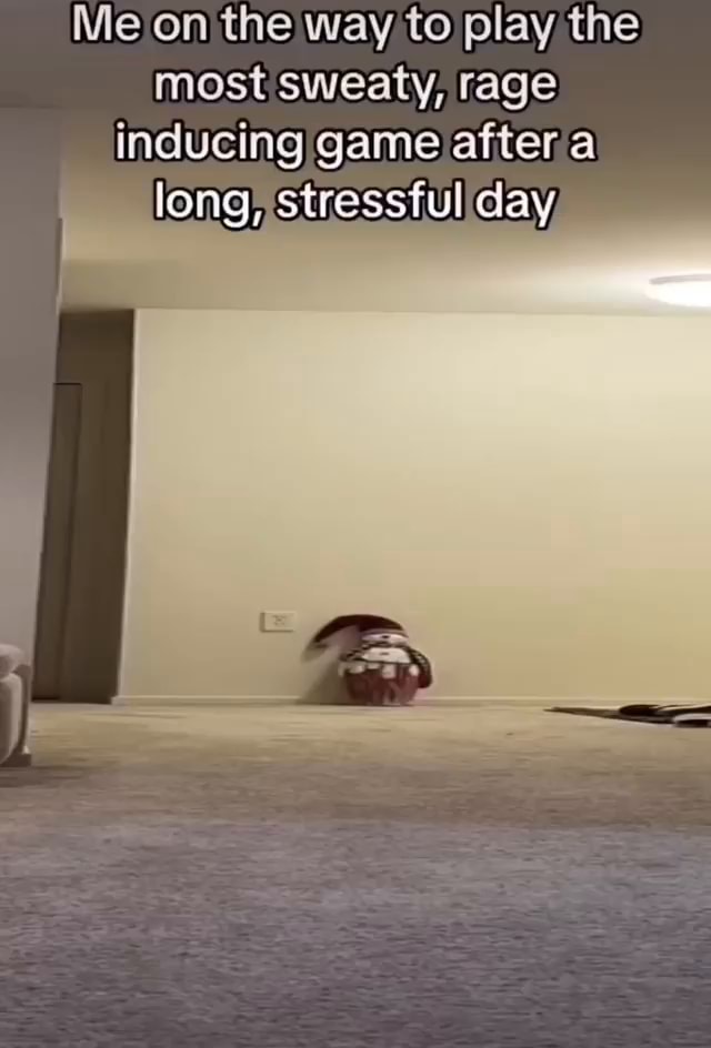 Me on the way to play the most sweaty, rage inducing game after a long ...