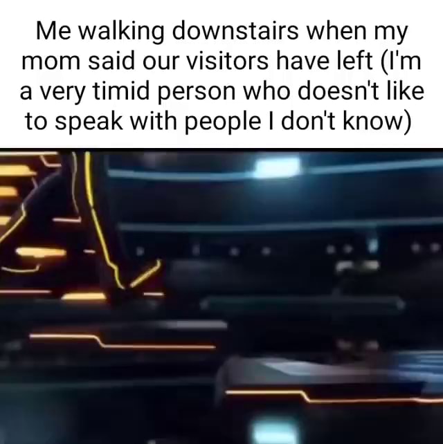 Me walking downstairs when my mom said our visitors have left (I'm a ...