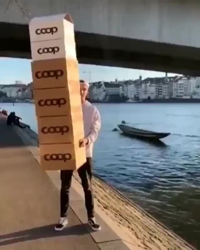 Boxes falling prank. - iFunny