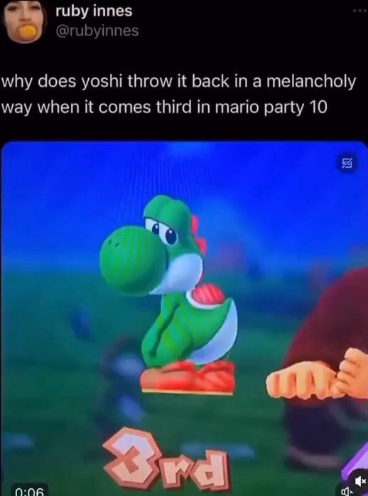 Ruby innes Drubyinnes why does yoshi throw it back in a melancholy way ...