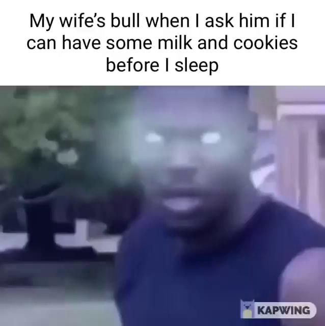 My wife's bull when I ask him if I can have some milk and cookies ...