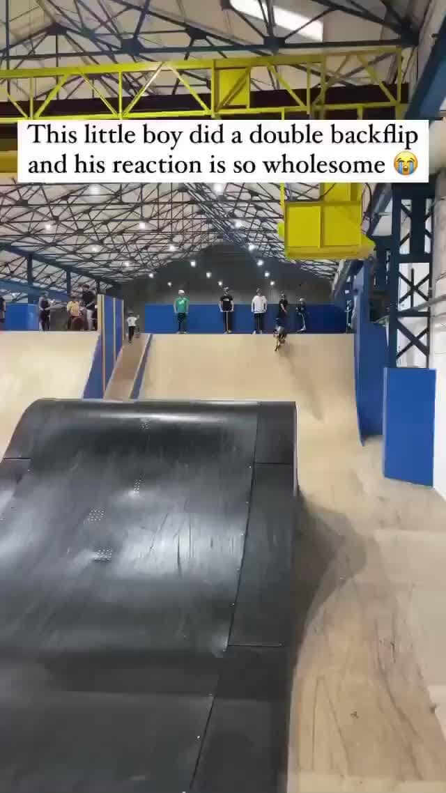 This little boy did a double back flip _I and his reaction is so ...