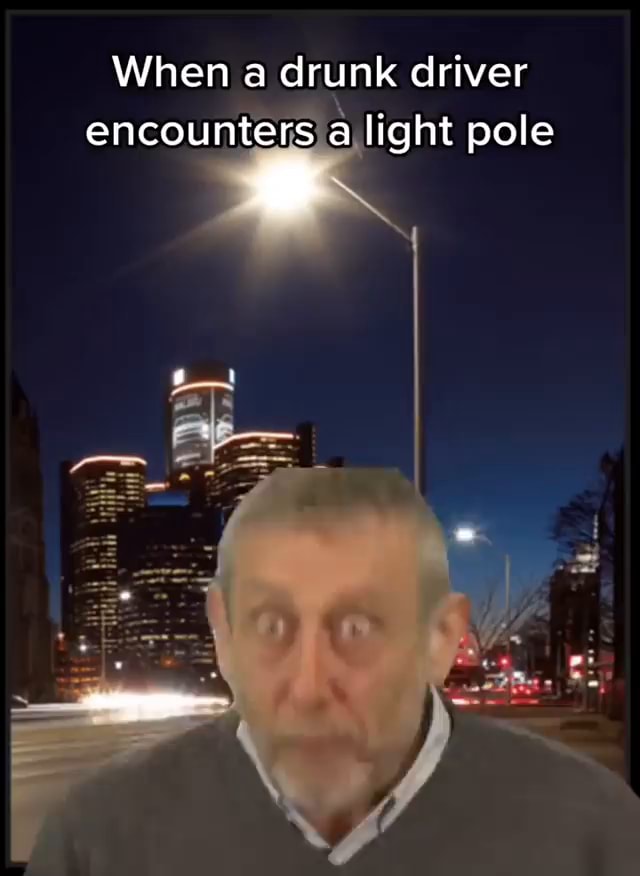 When a drunk driver encounters light pole - iFunny