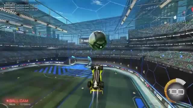 RESET BALL BAKKESMOD:, Goal score speed: 57.44 mpi BAKKESMOD: Goal ...