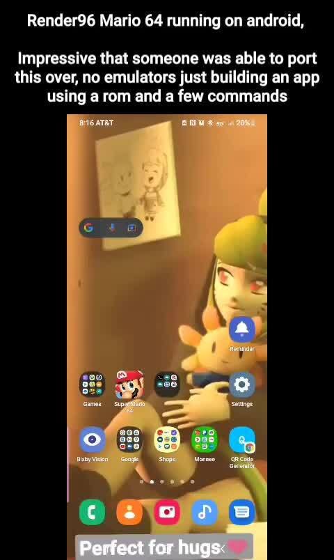 Render96 Mario 64 running on android, Impressive that someone was able to port this over, no ...