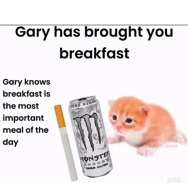 Gary has brought you breakfast Gary knows breakfast is the most ...