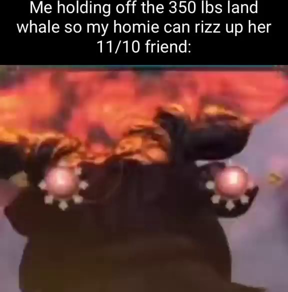 Me holding off the 350 Ibs land whale so my homie can rizz up her ...