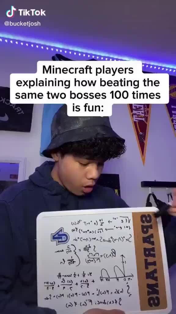 TikTok @bucketjosh Minecraft players explaining how beating the same ...